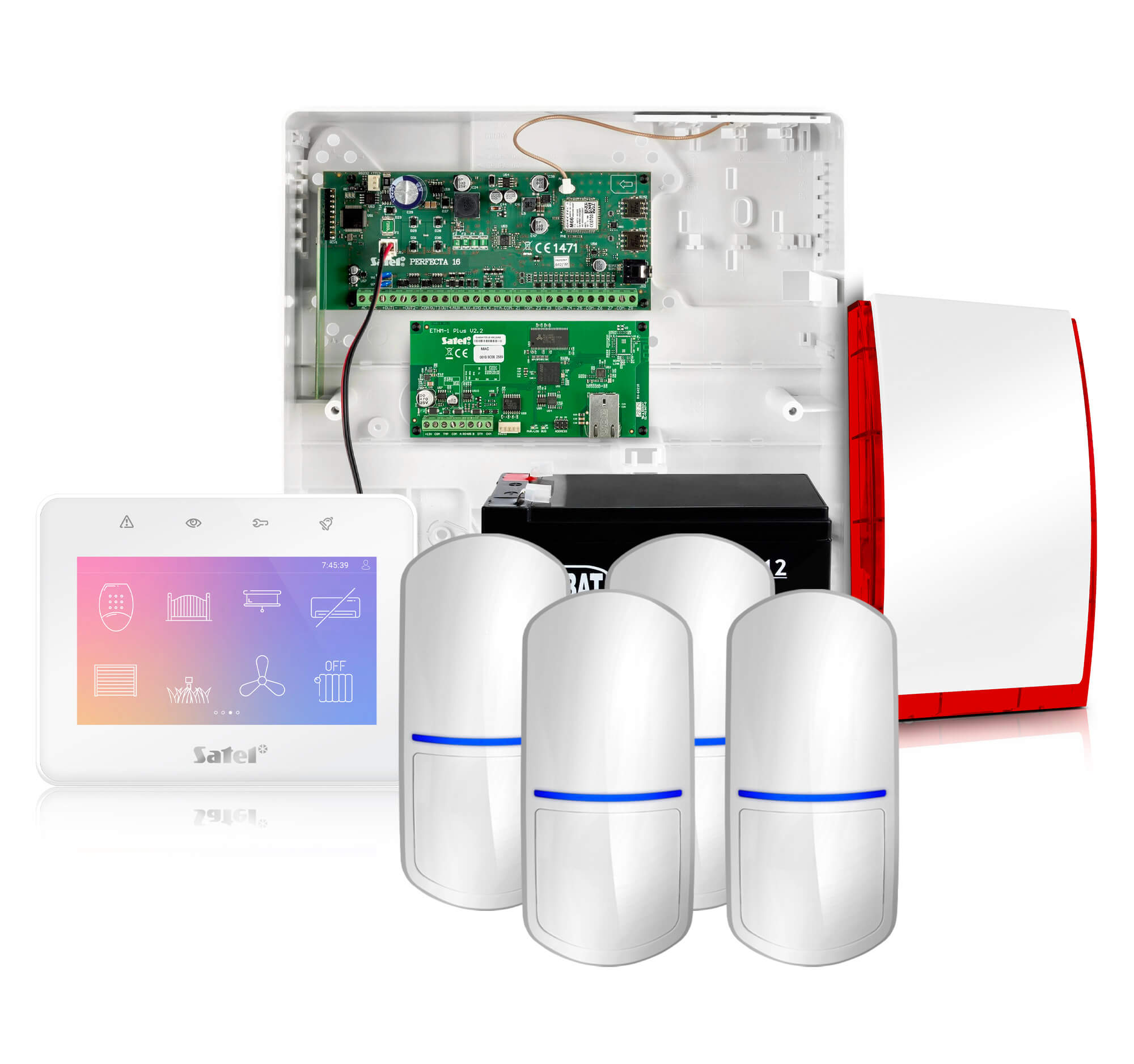 Allarme SATEL Integra 32 INT-TSG2-W | 4 Sensori Slim-PIR – Notifica GSM